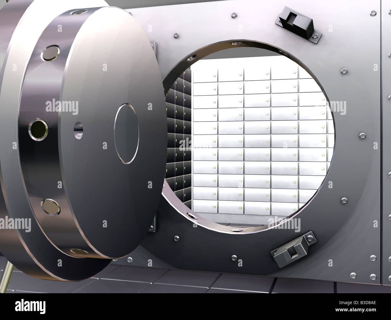 3D render of an open bank vault Stock Photo - Alamy