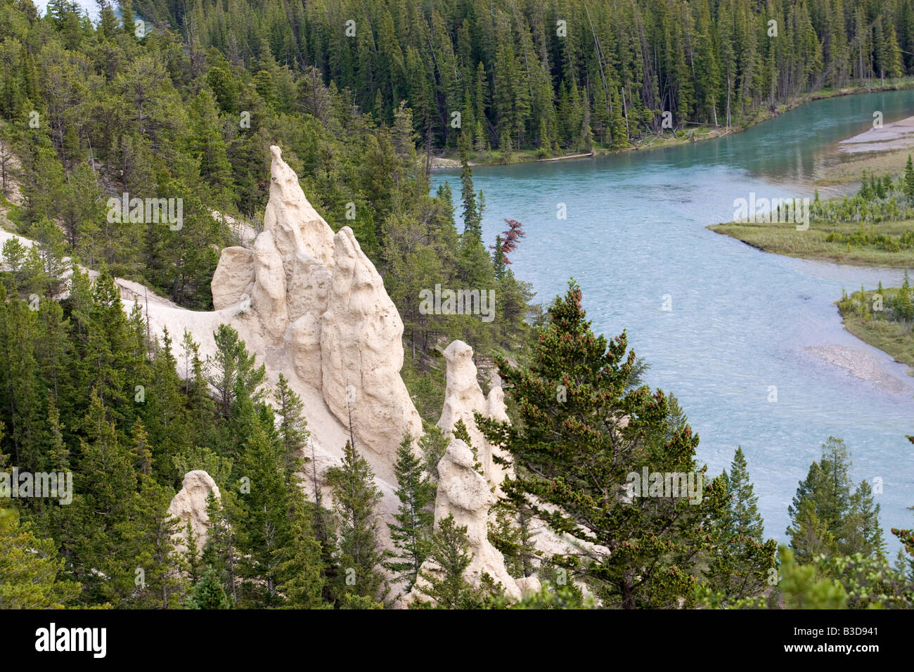 Hoodoos near the Bow River in Banff National Park Stock Photo - Alamy