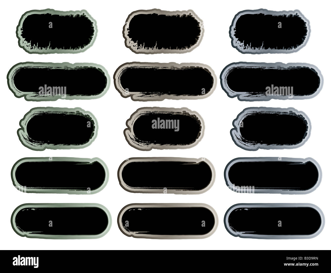 Vector illustration of 15 grunge style stickers or frames with detailed ...