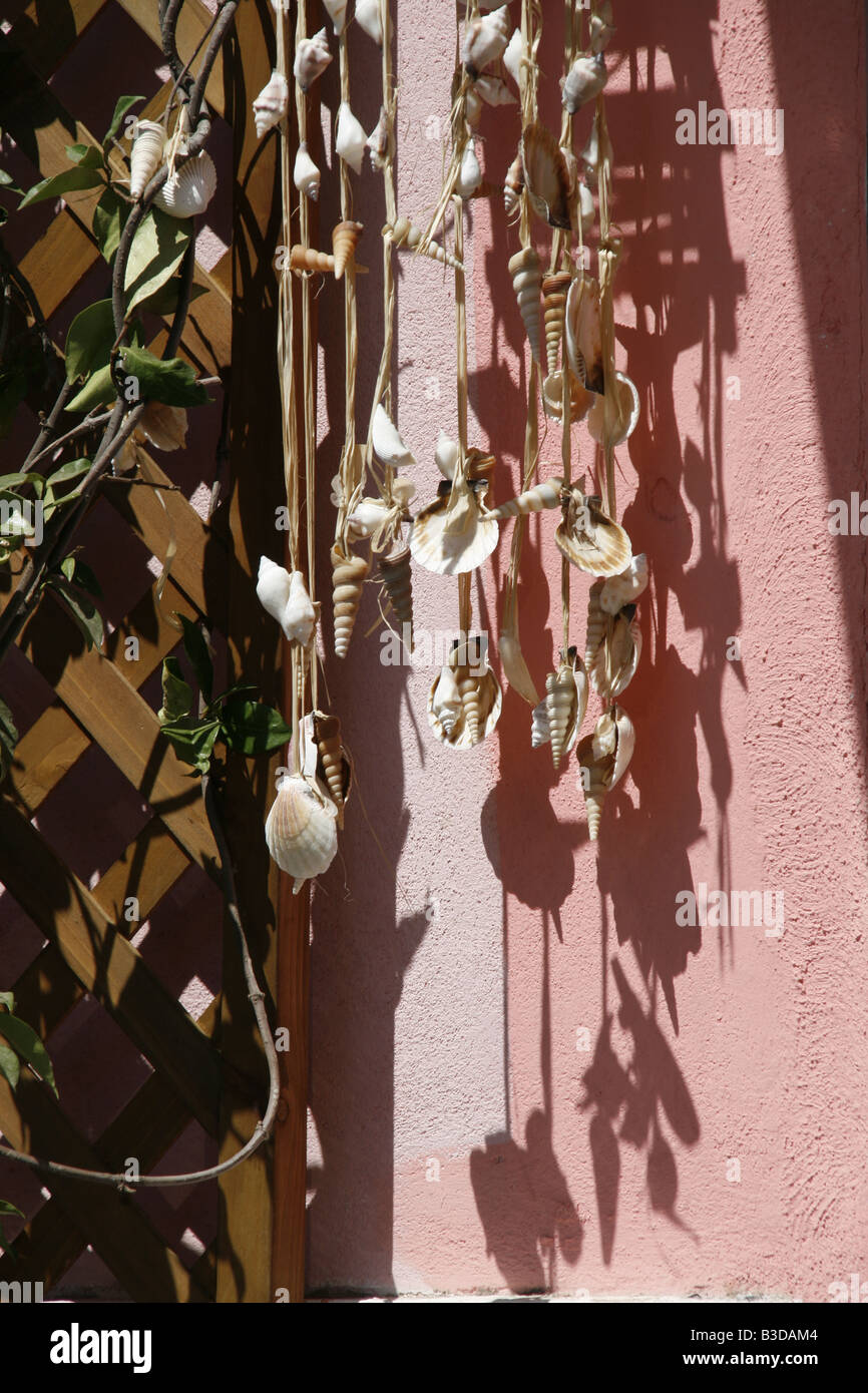 sea shells strands curtains by door window in summer Stock Photo - Alamy