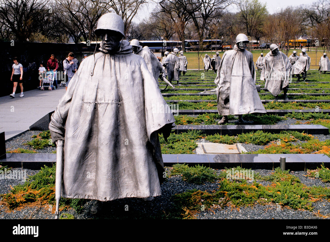 Washington DC Korean War Veterans Memorial and Tourists USA Stock Photo ...