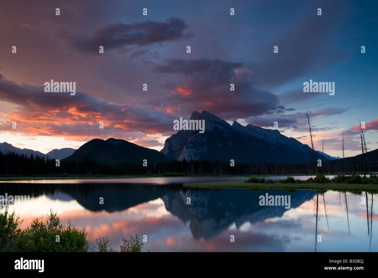 Mount Rundle and the Vermillion Lakes in Banff National Park Stock ...