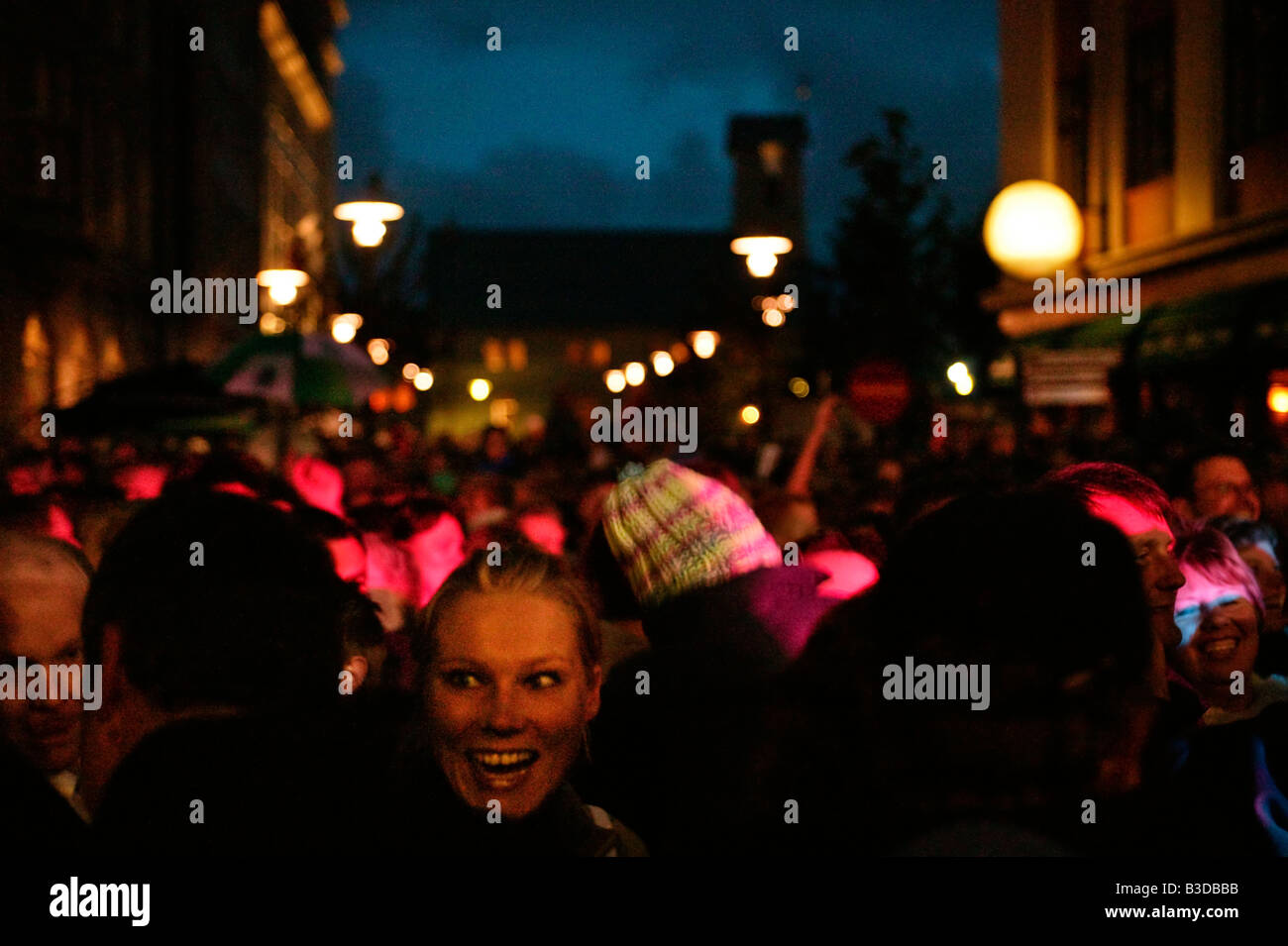 People celebrating The Cultural Night, Reykjavik, Iceland Stock Photo ...