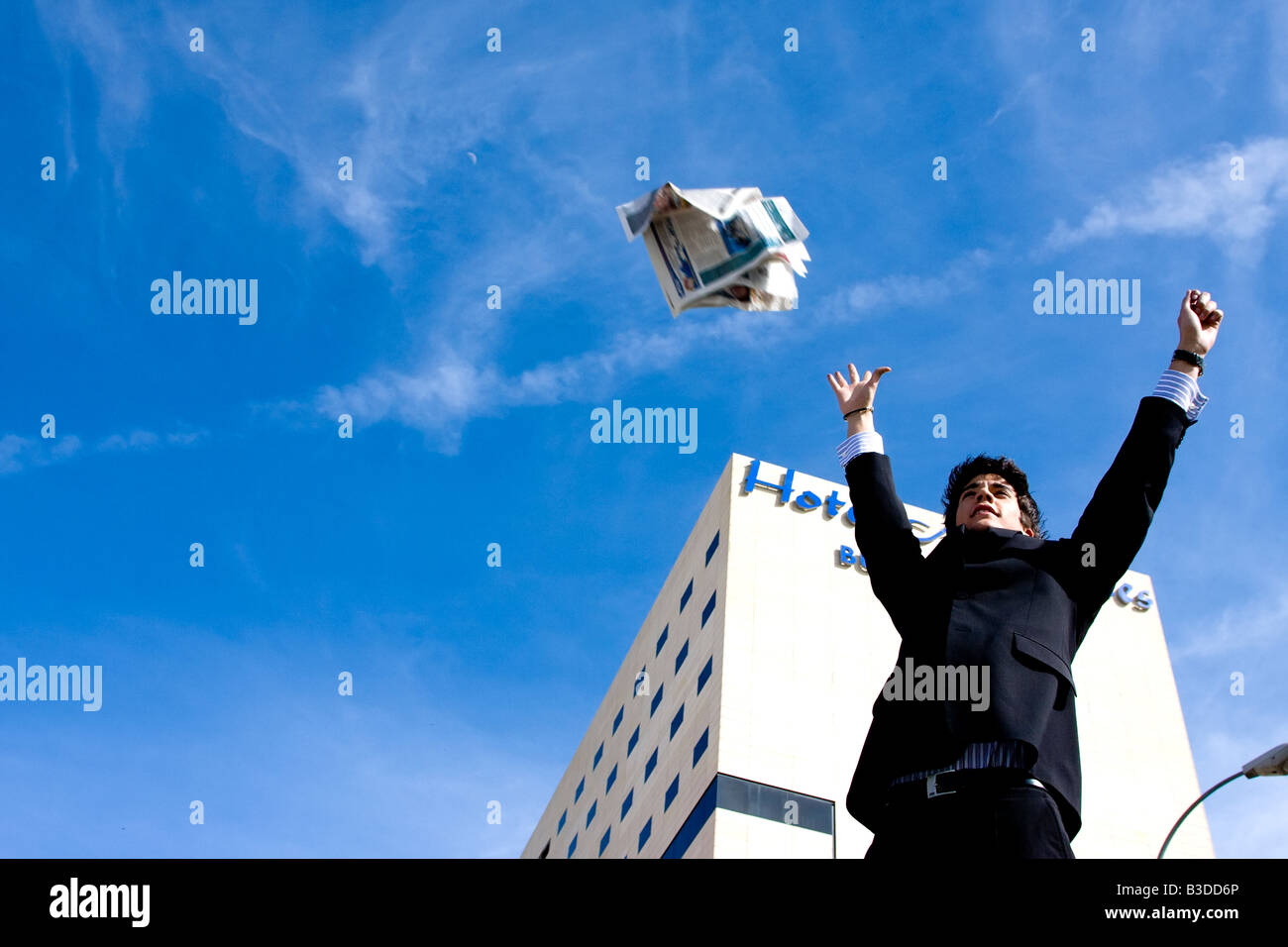 Happy businessman receiving good news Stock Photo - Alamy