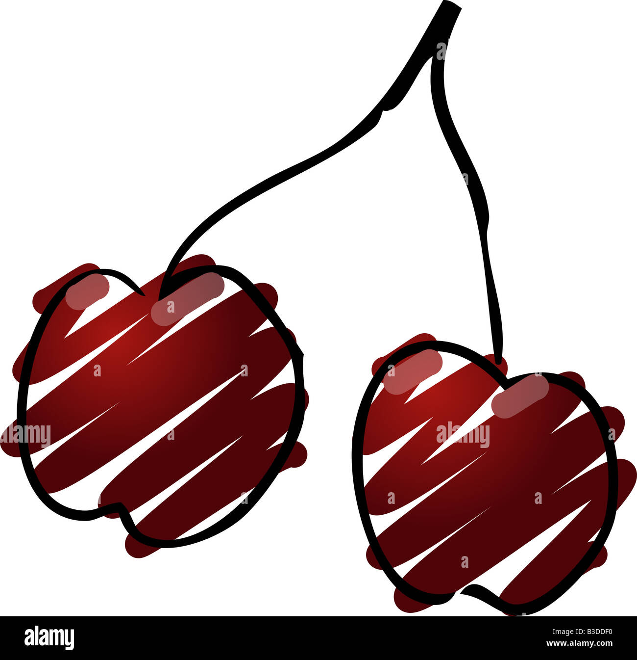 Sketch of cherries Hand drawn lineart look illustration rough sketchy ...