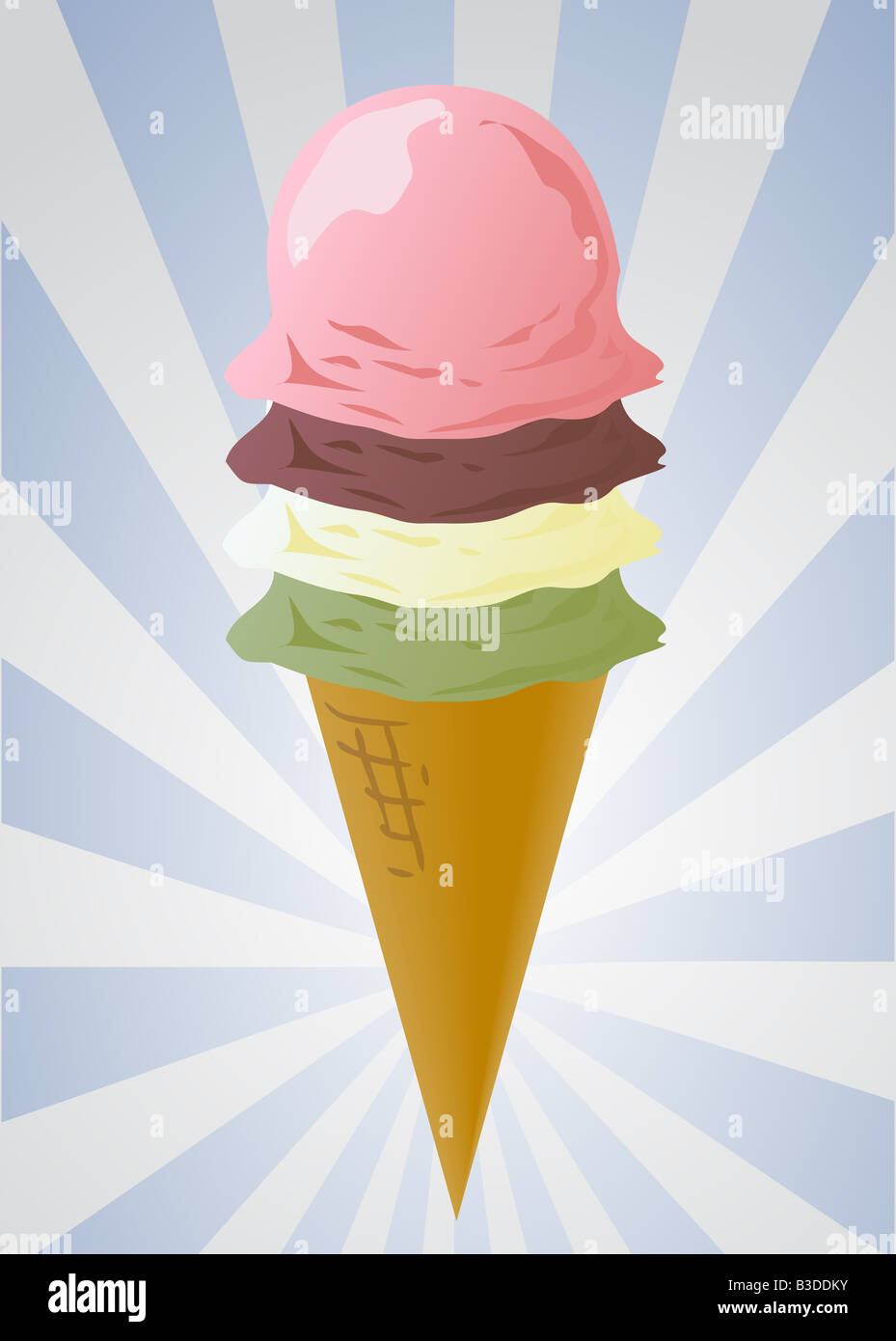 Many flavored ice cream illustration Stock Photo - Alamy