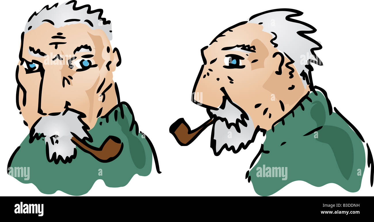 Cartoon illustration of an elderly grey haired man Stock Photo - Alamy