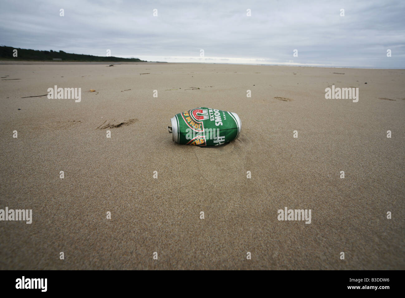 Discarded Beer Can on Beach Alnmouth Northumberland England Stock Photo ...