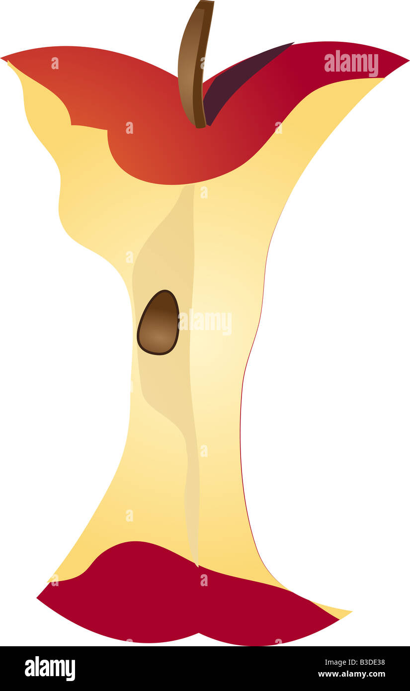 red apple core isometric illustration color gradient Stock Photo - Alamy