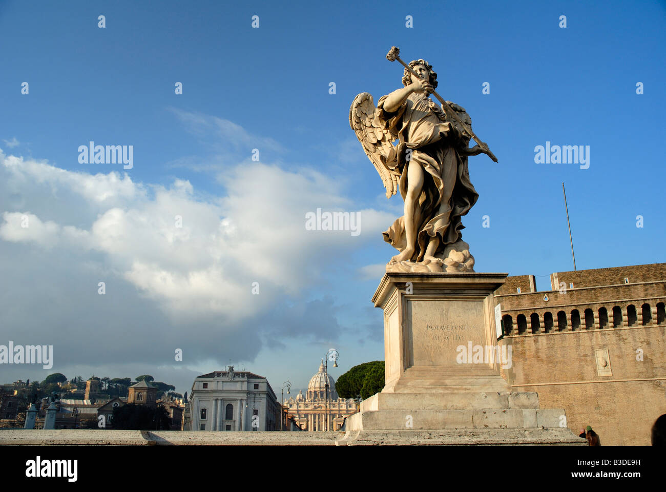 Angel on the Castel Sant'Angelo Bridge in Rome Italy at Christmas Stock ...