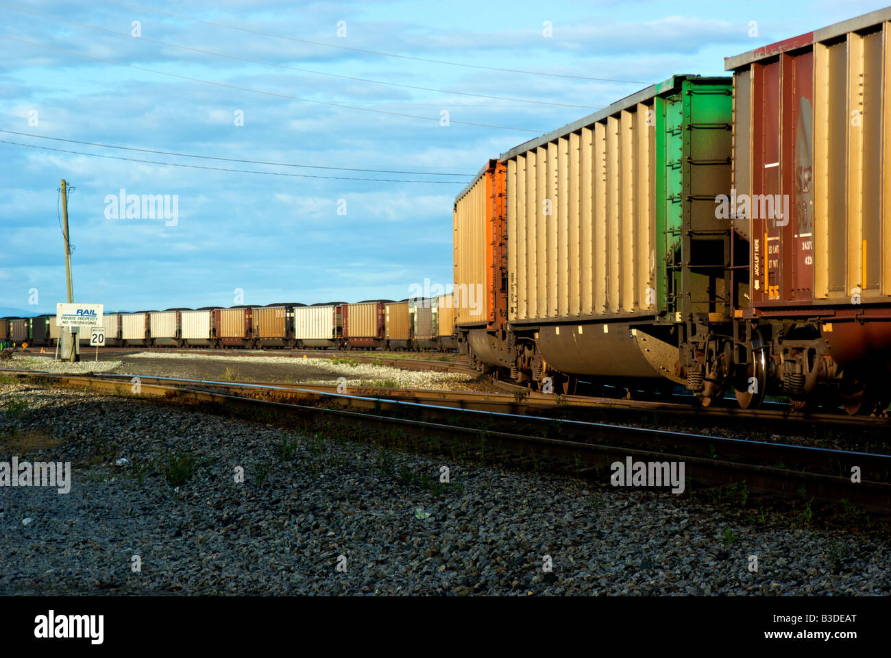 Long coal train from southeast British Columbia arrivng in Delta at ...