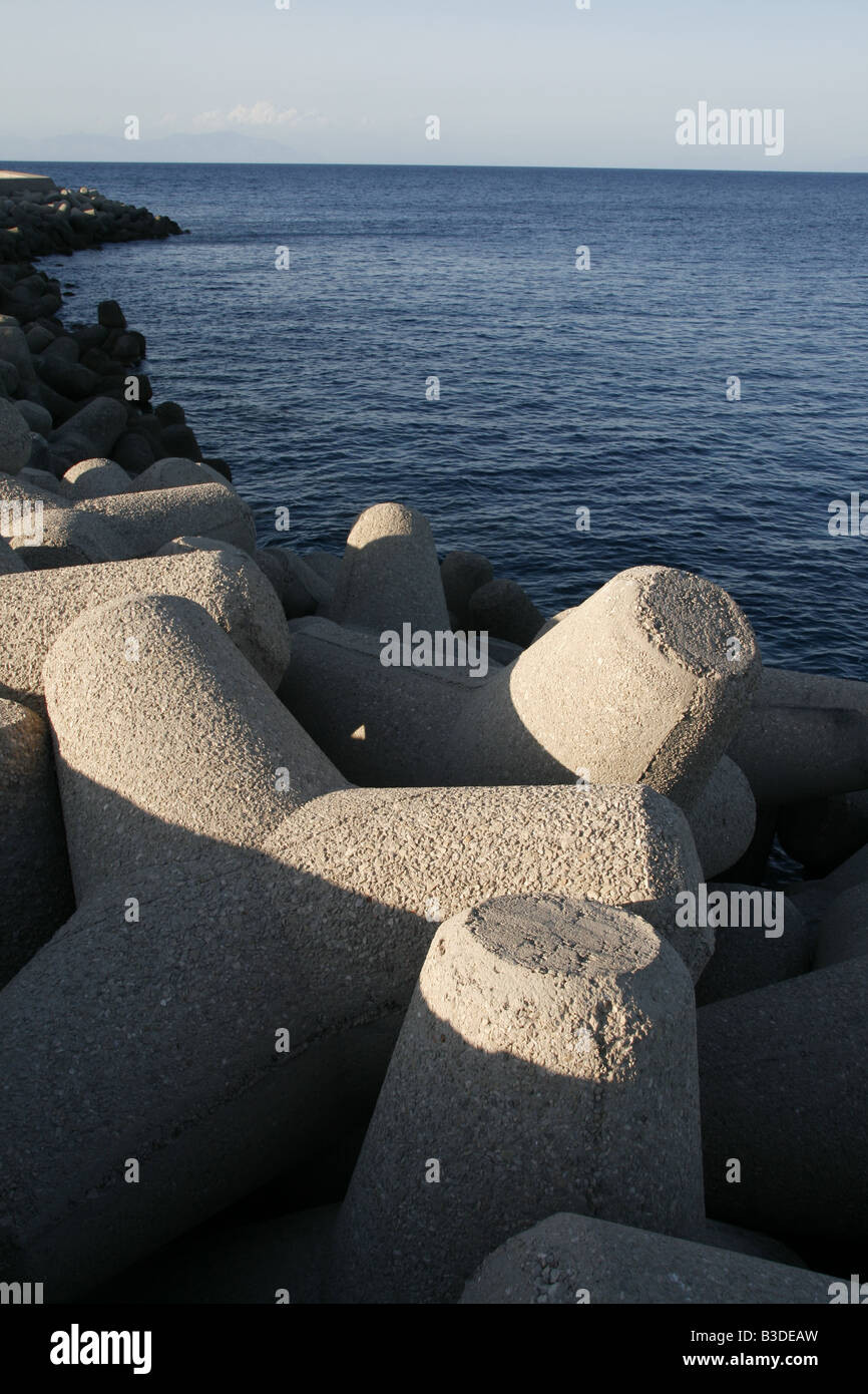 man made sea wall barrier, ventotene island italy Stock Photo - Alamy