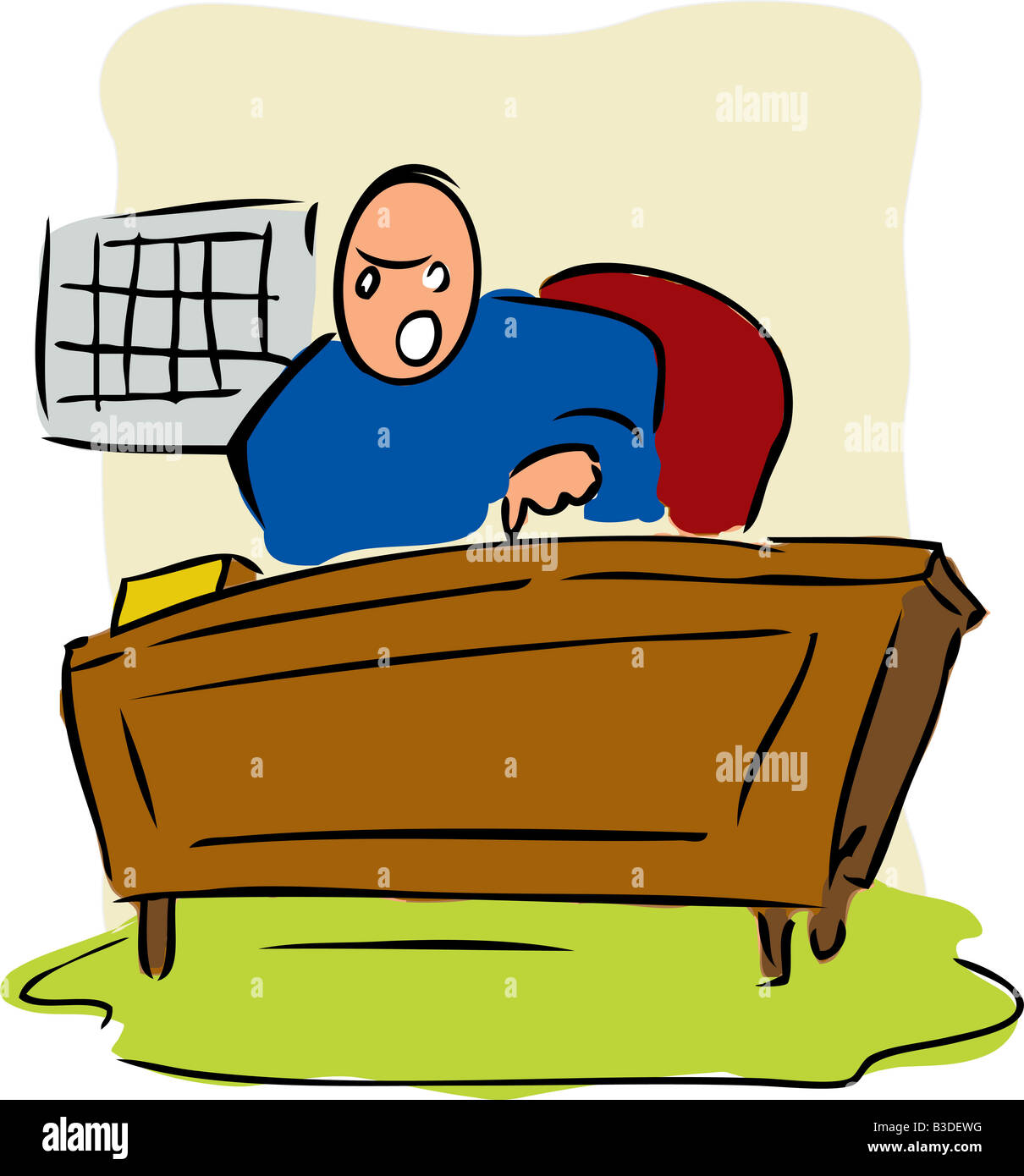 Boss shouting from desk Stock Photo - Alamy