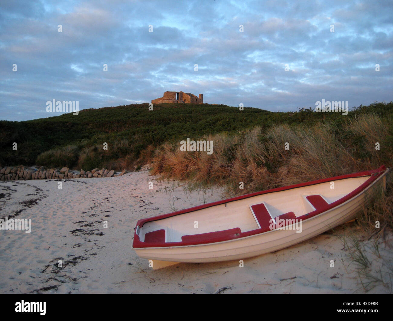 Wooden rowing boat on the beach, Tresco Stock Photo - Alamy