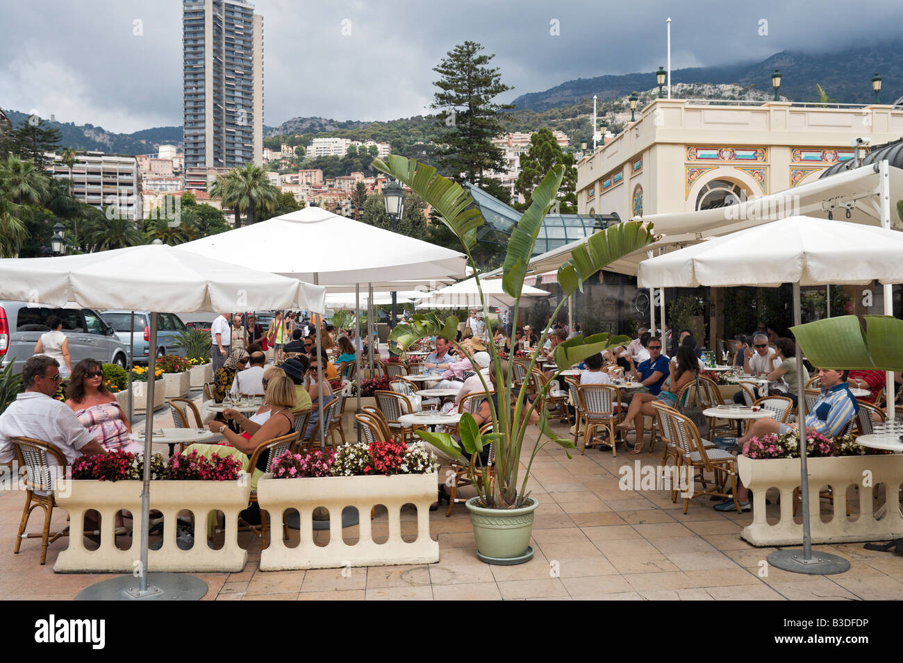 Cafe in front of the Casino in Monte Carlo, Monaco, French Riviera ...