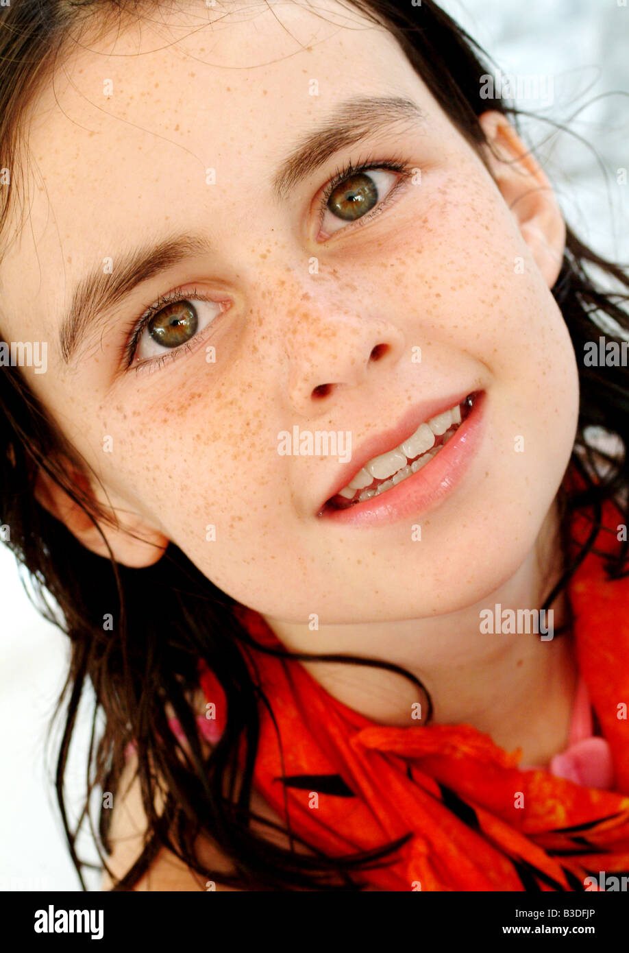 a pretty child smiling in summer Stock Photo - Alamy