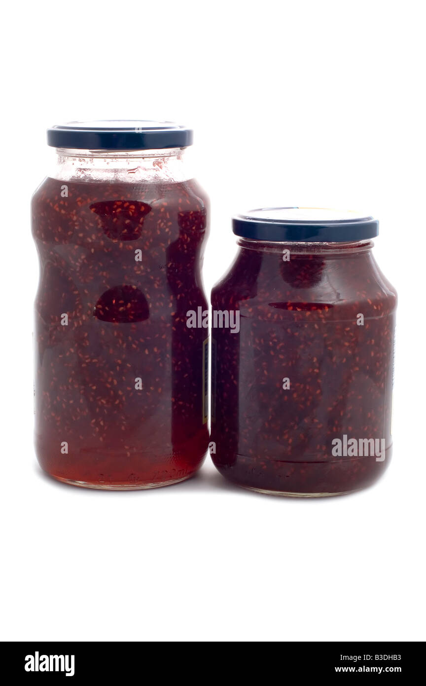 object on white raspberries jam glass jar Stock Photo - Alamy