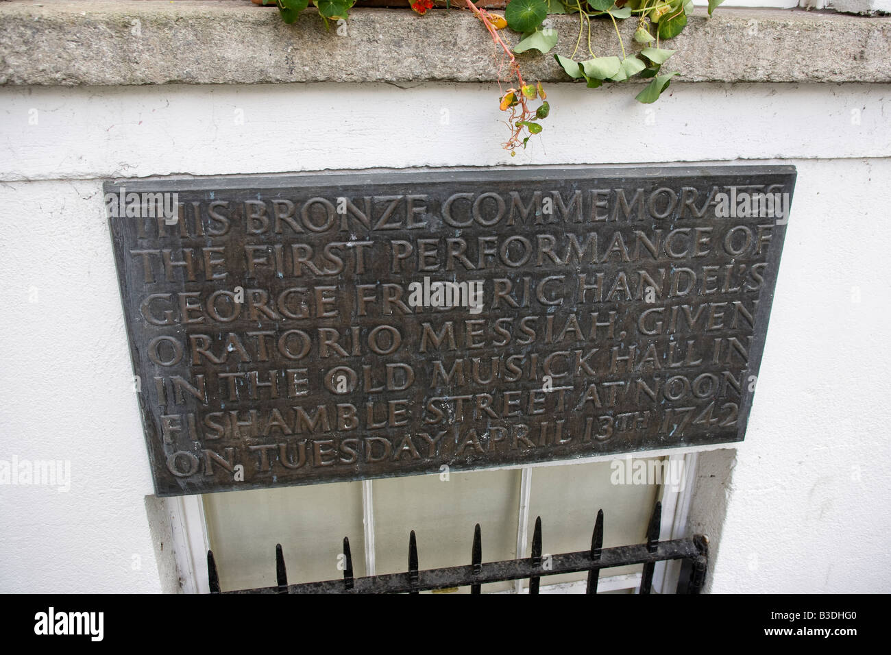 Plaque, Fishamble Street Dublin commemorating the first performance of ...