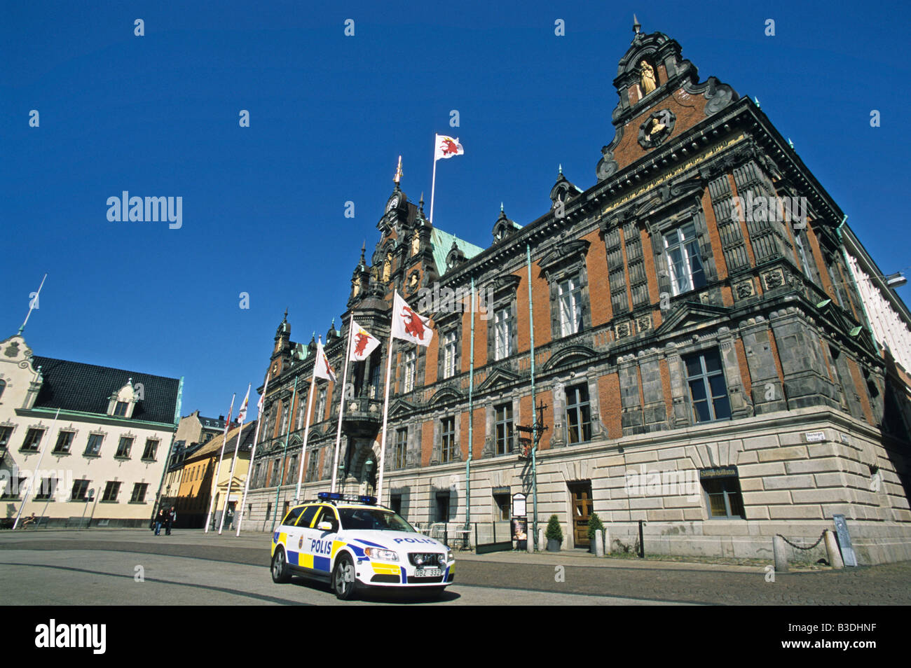Police car outside of the Townhall, Stortorget, Malmo, Sweden Stock ...