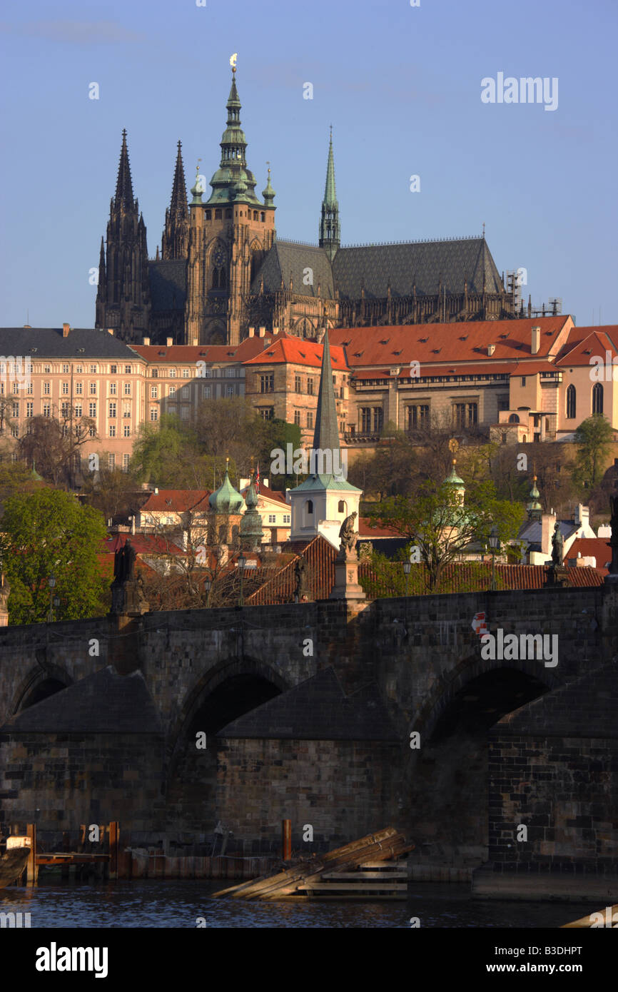 Prague Castle as seen from the Charles Bridge in Prague Czech Republic ...
