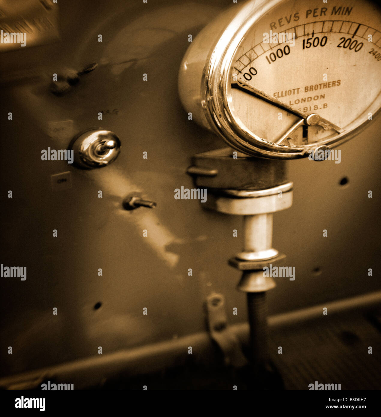 old ancient engine revolution counter Stock Photo - Alamy
