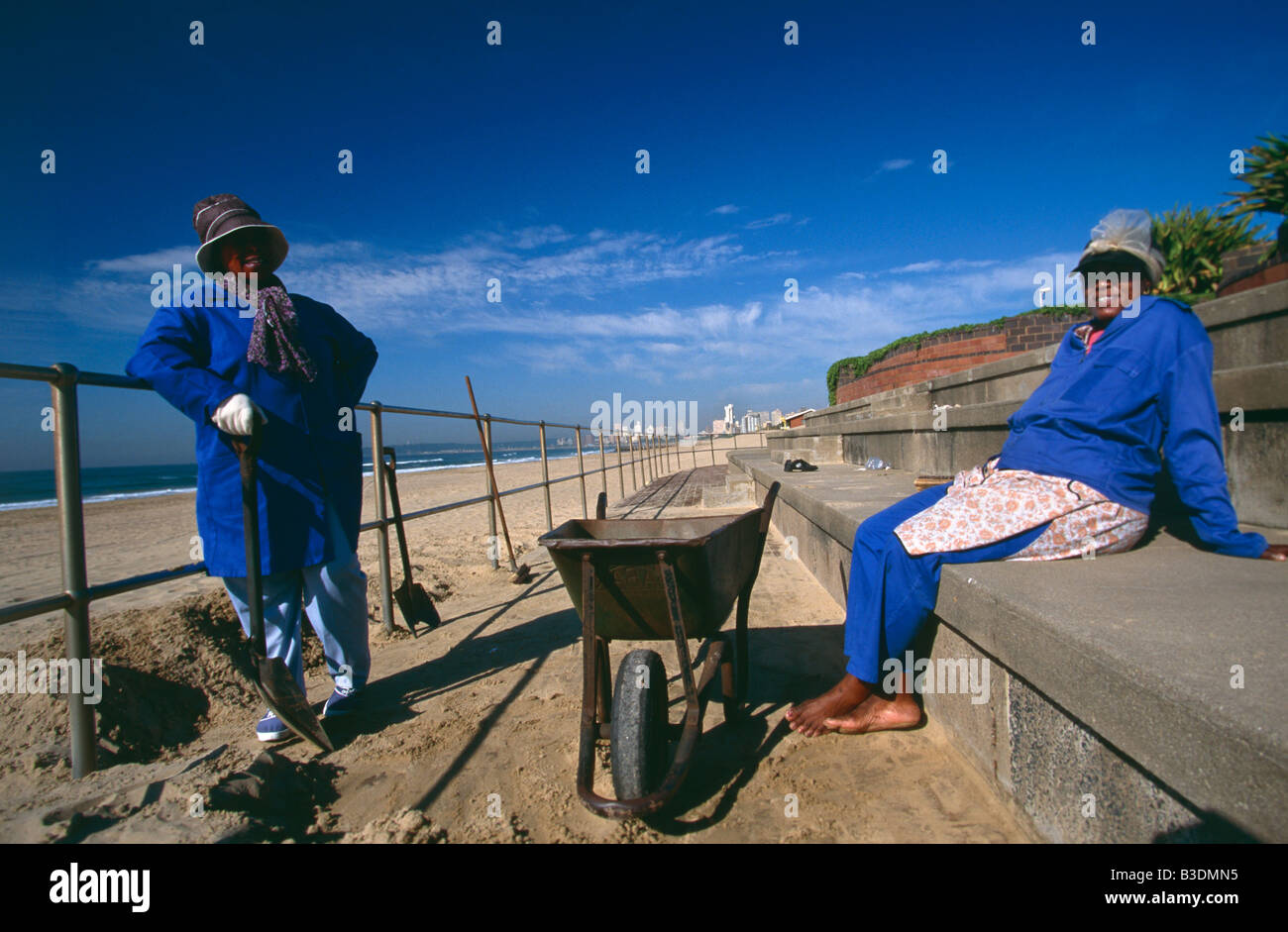Workers at a beach in Durban, South Africa Stock Photo - Alamy