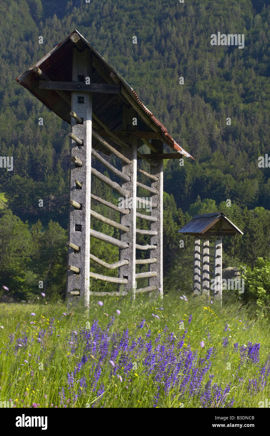 Hay Racks, Dovje, Slovenia Stock Photo - Alamy