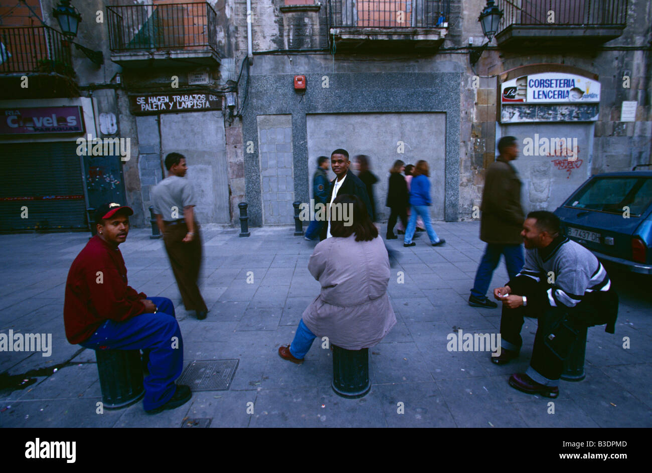 Street scene in Barcelona, Spain Stock Photo - Alamy