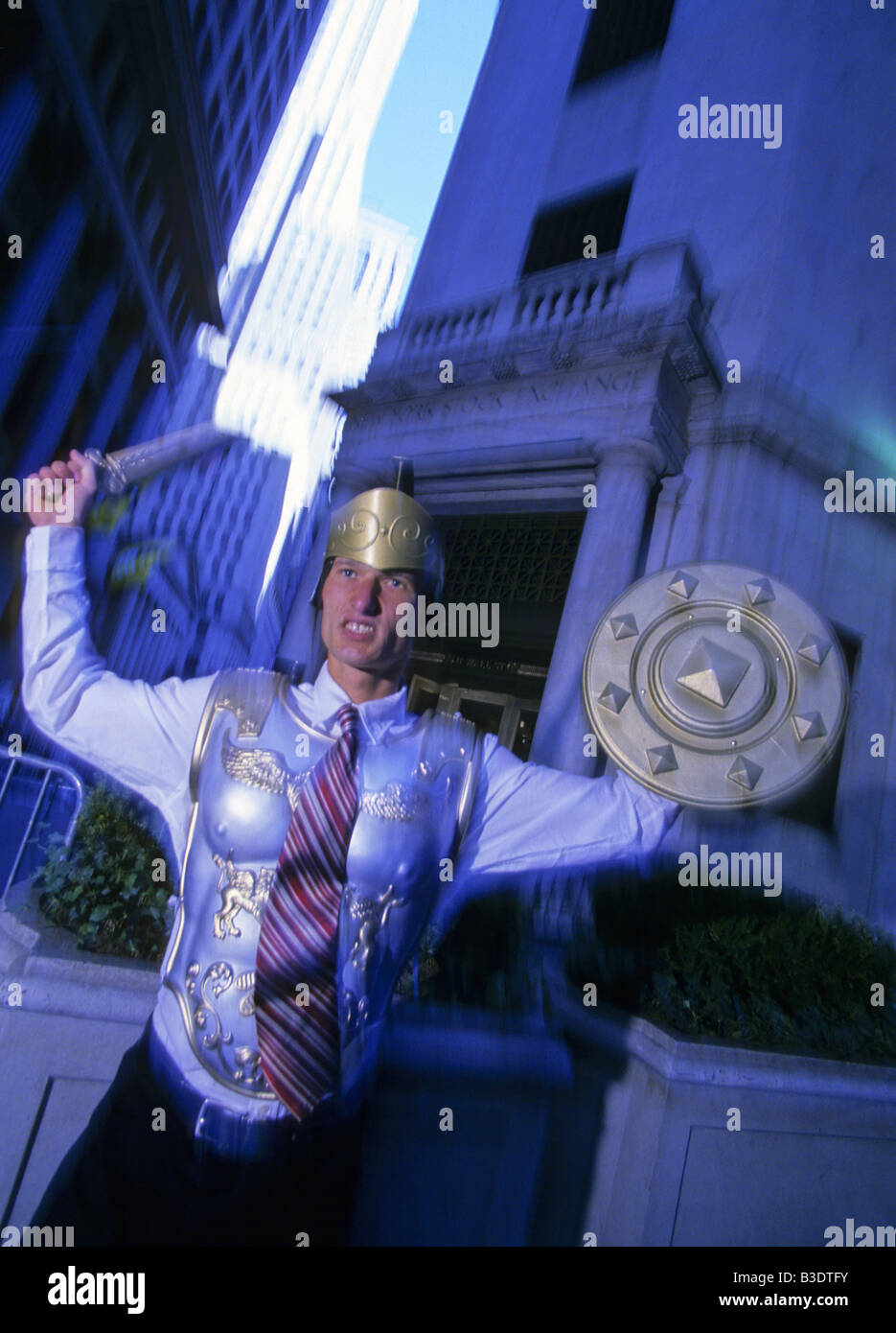 Knight in business district Stock Photo - Alamy