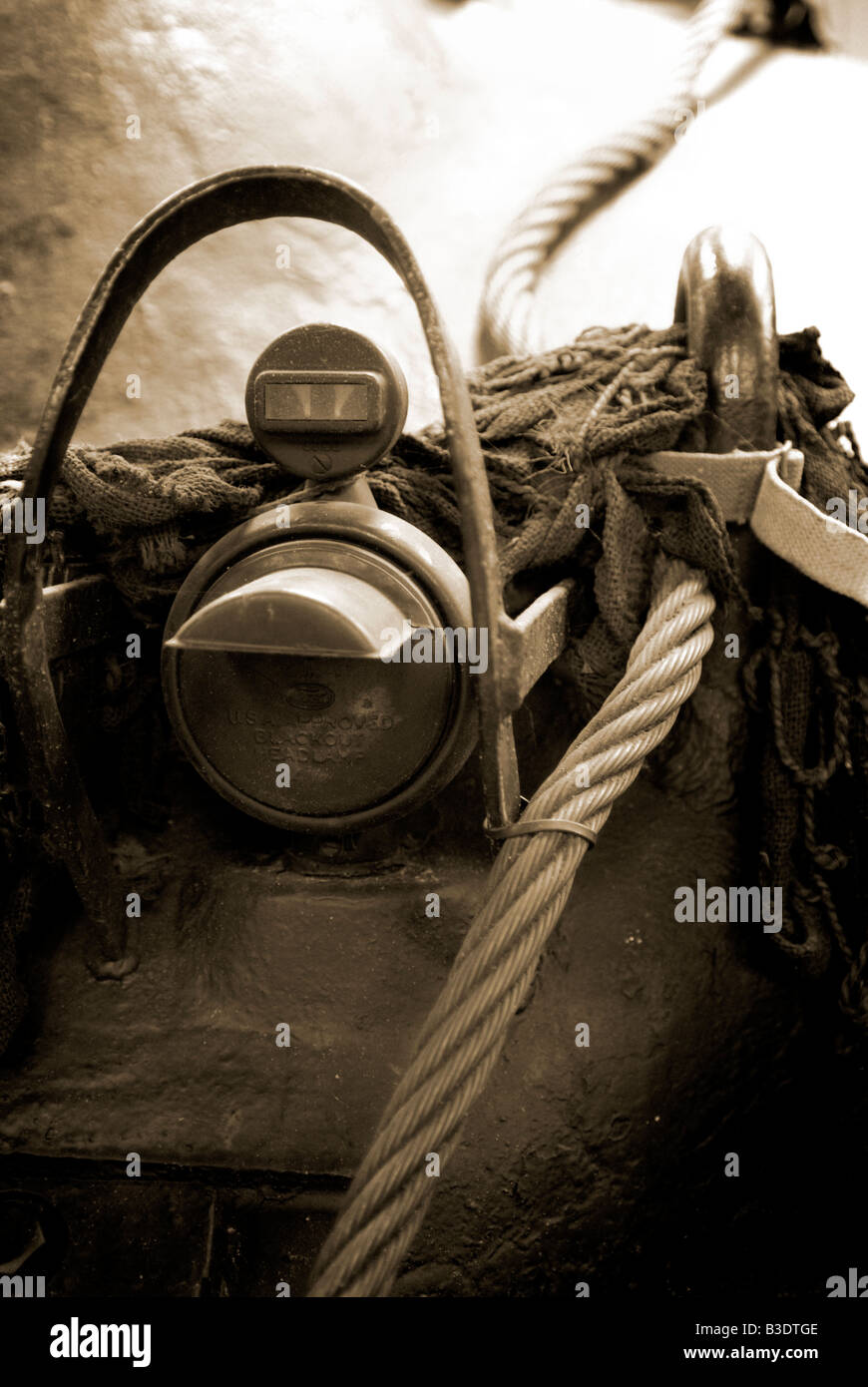 wire hawser and blackout wartime headlight Stock Photo - Alamy