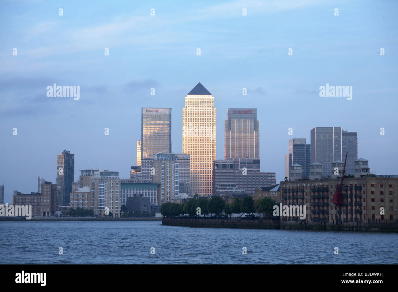 Canary Wharf docklands skyline at dusk in London England UK Stock Photo ...