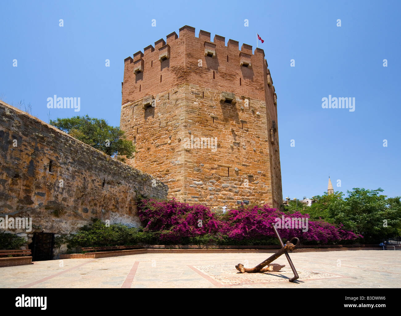 Red Tower Alanya Castle Turkey Stock Photo - Alamy