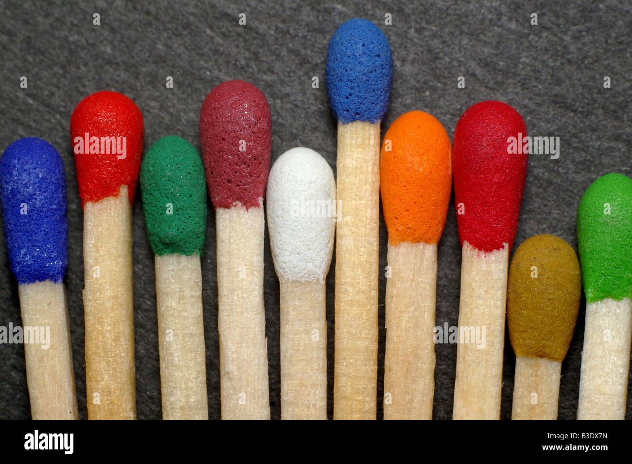 Matches of various colours colors Stock Photo - Alamy