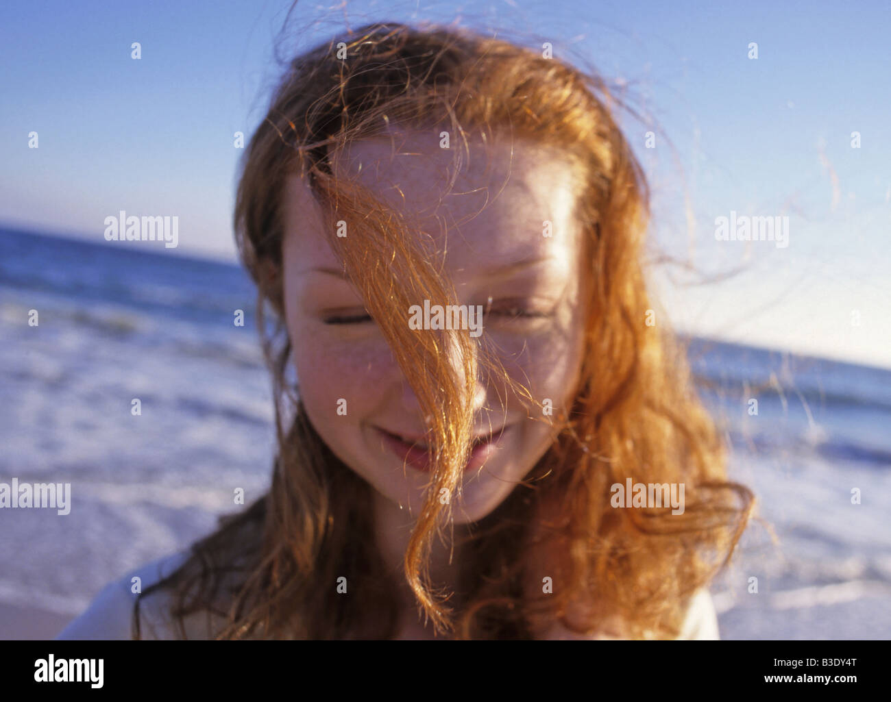 Portrait redheaded woman beach hi-res stock photography and images - Alamy