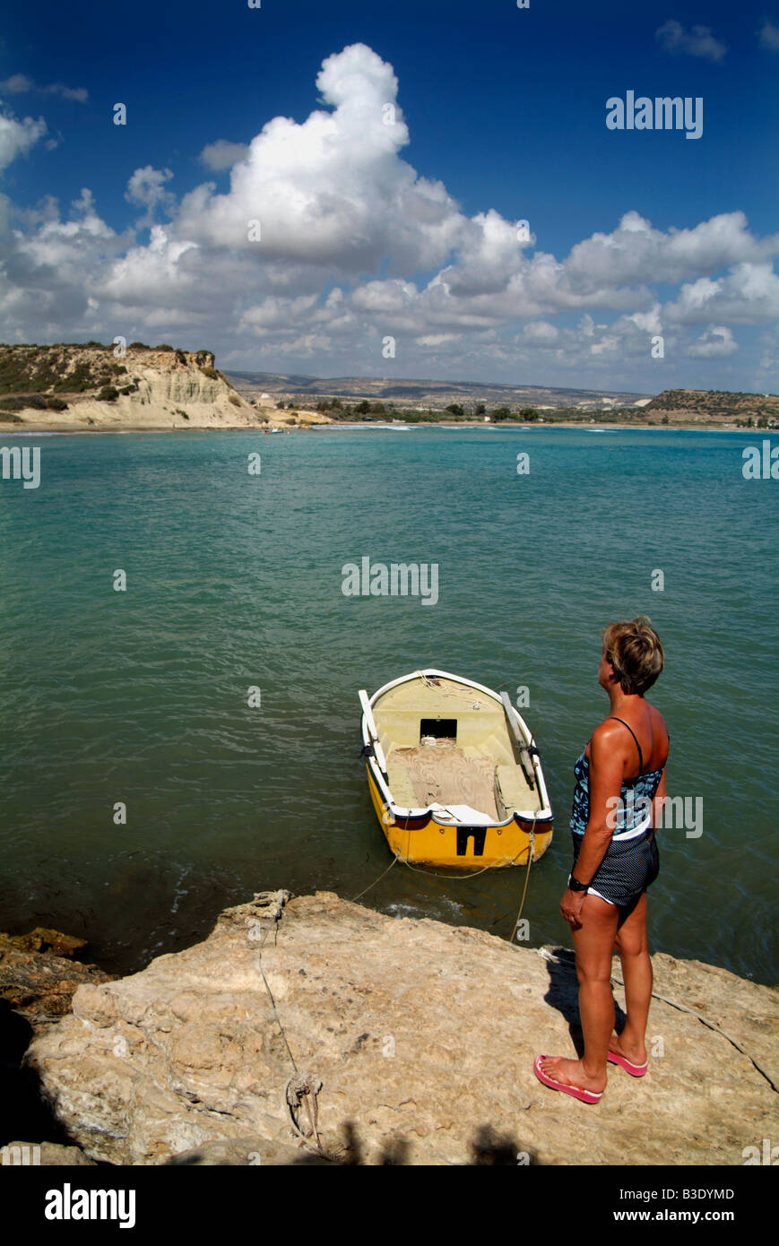 woman looking at sea at Avdimou beach Cyprus Stock Photo - Alamy