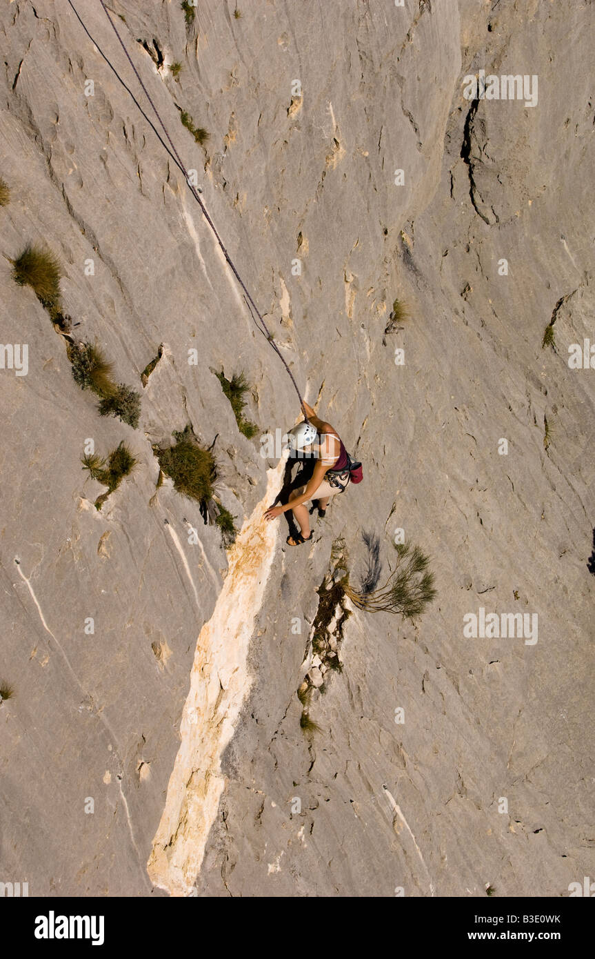 Europe France Provence Grand Canyon du Verdon climbing by Belvedere de ...