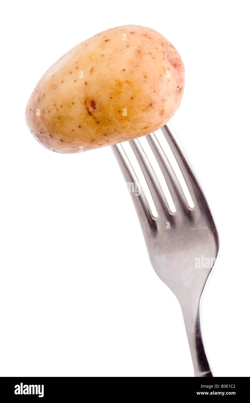 object on white food potato with fork Stock Photo - Alamy