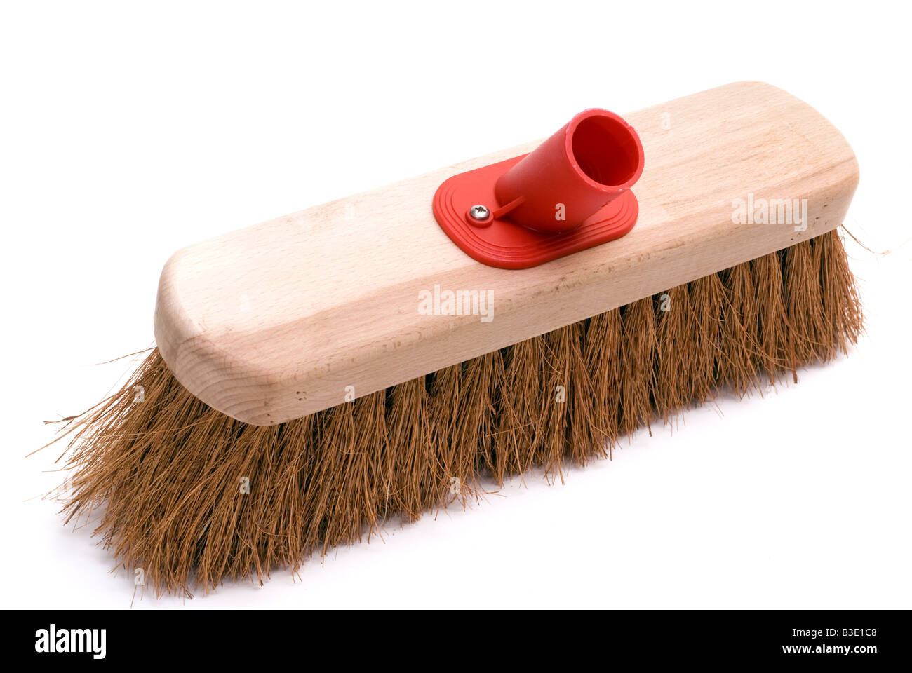 Wooden brush head with a screwed plastic brush handle fitting Stock ...