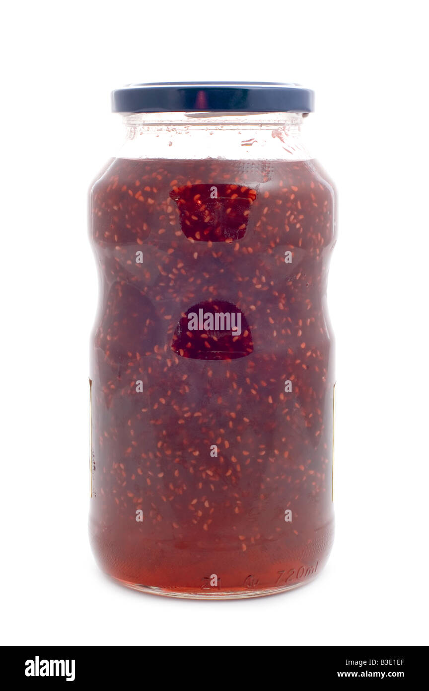 object on white raspberries jam glass jar Stock Photo - Alamy