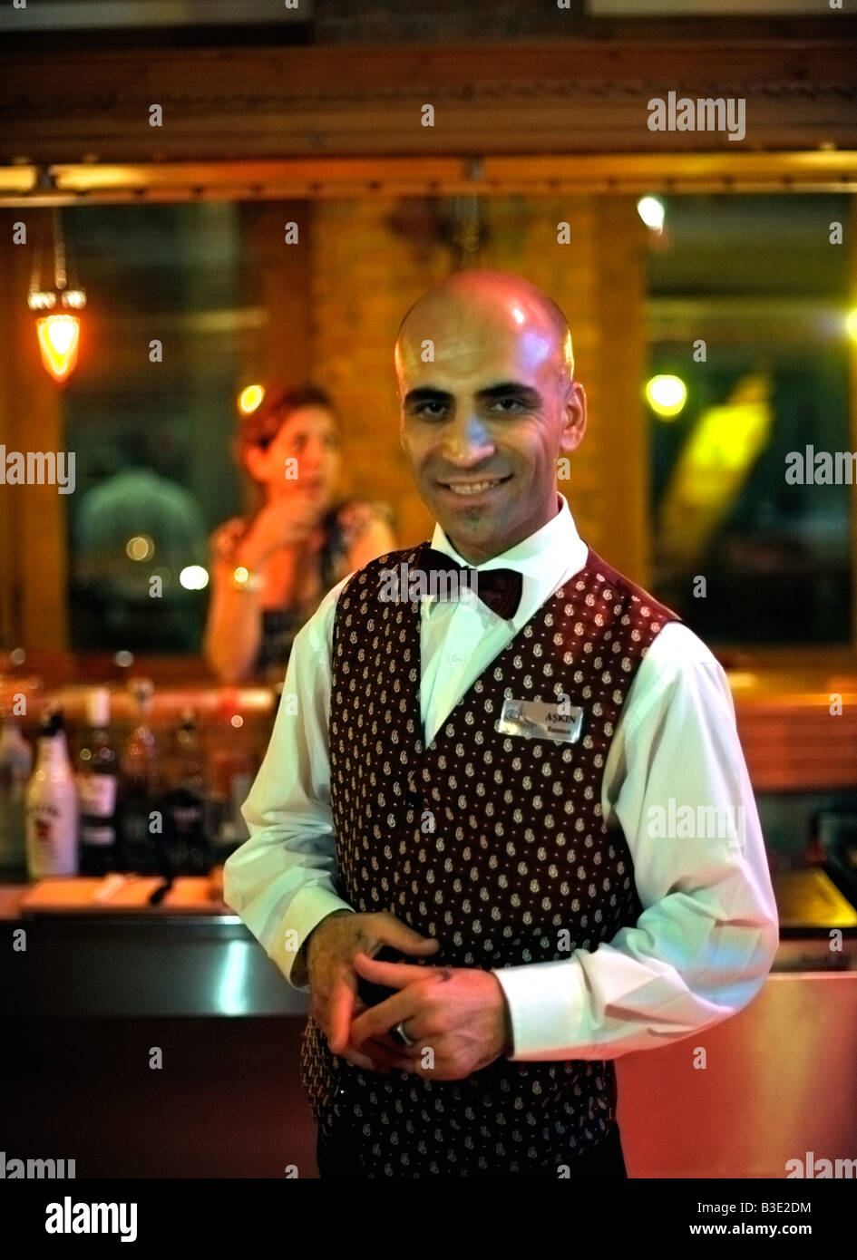 Turkish Barman in his bar Akyaka Turkey Stock Photo - Alamy