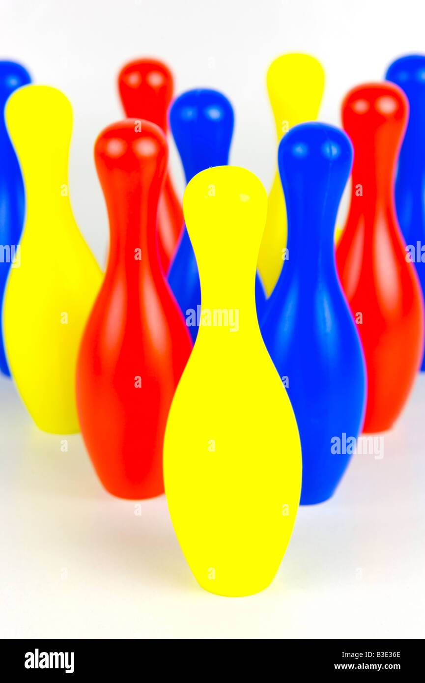 Ten pin bowling pins isolated against a white background Stock Photo ...