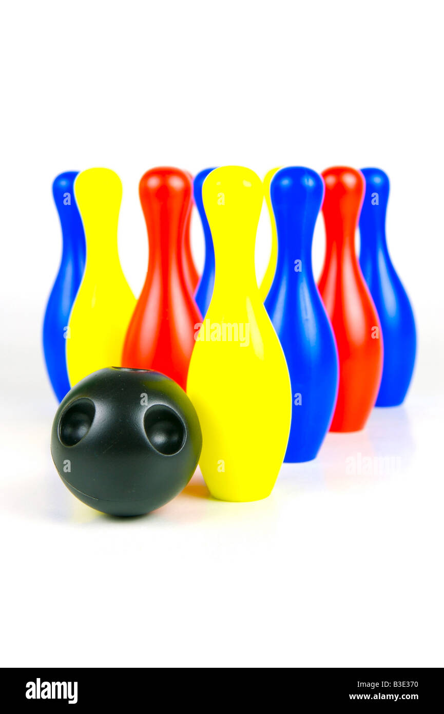 Ten pin bowling pins isolated against a white background Stock Photo ...