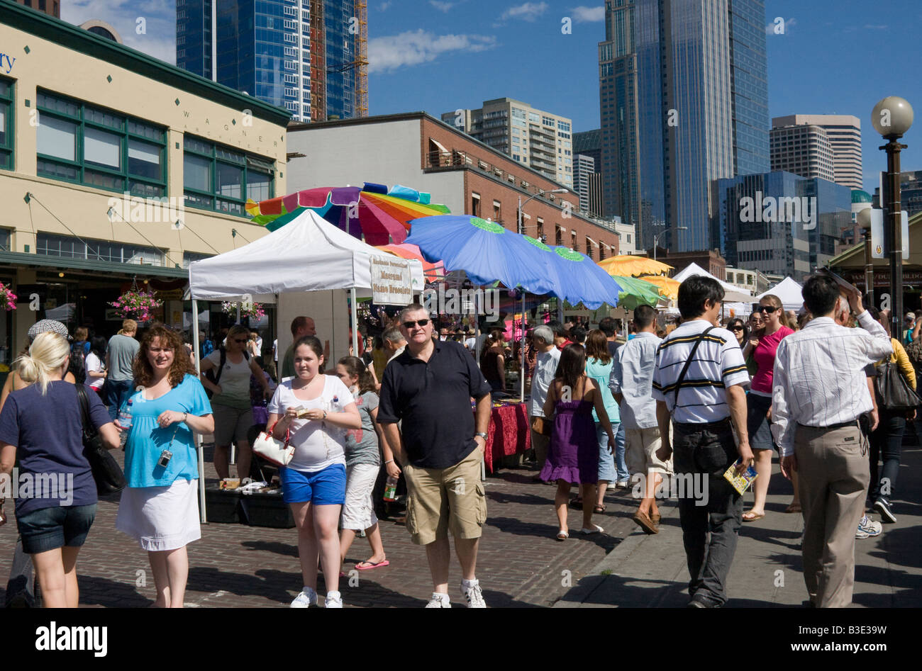 Visitors and tourists Pike Place Farmers Market Seattle Washington WA ...