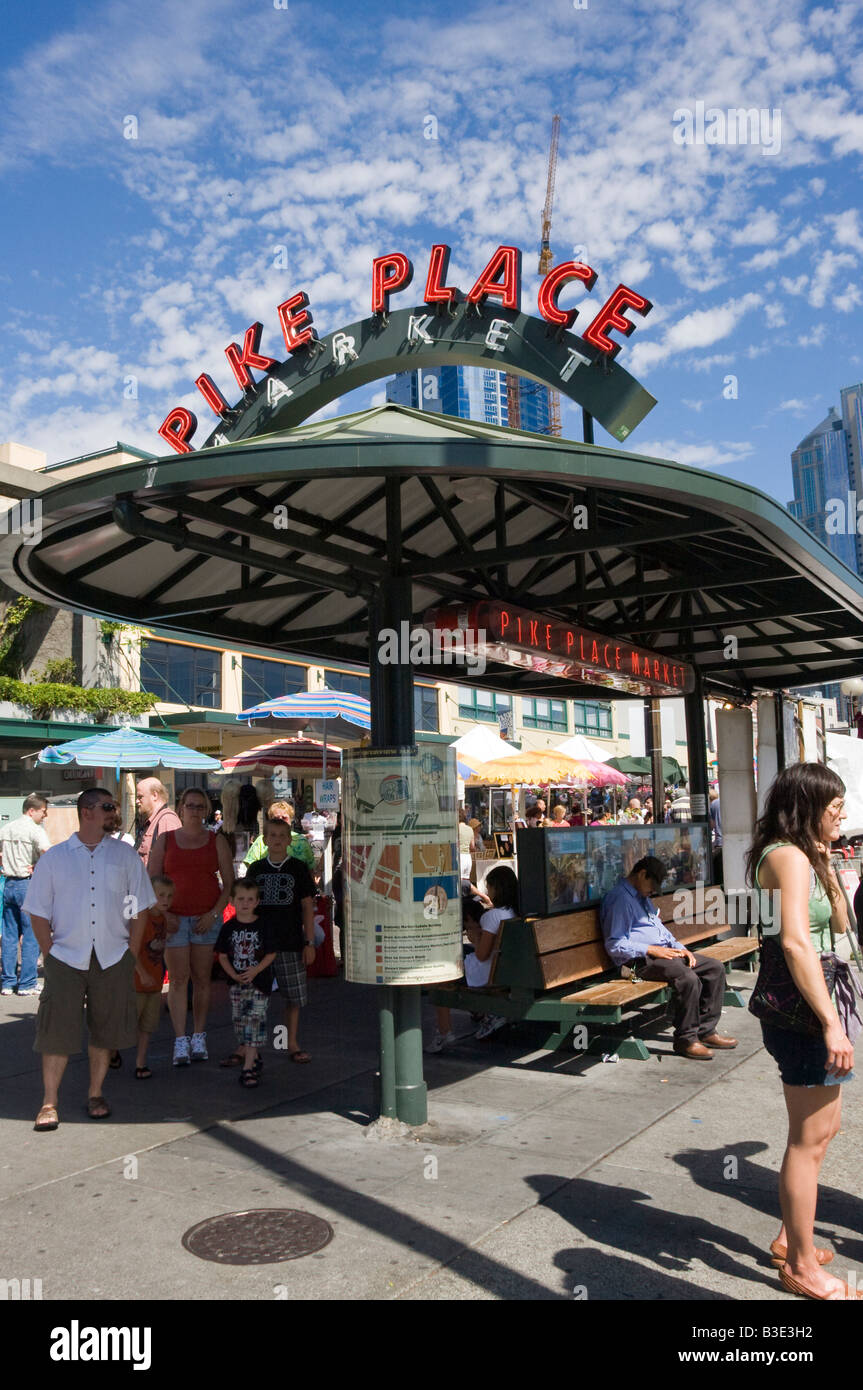 Visitors and tourists Pike Place Farmers Market Seattle Washington WA ...