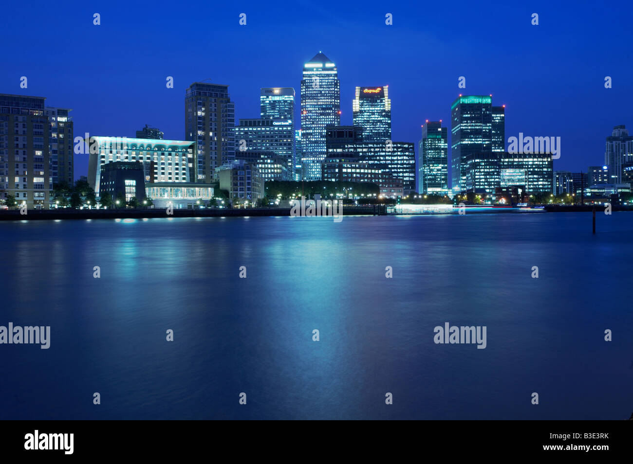 Canary Wharf docklands skyline at dusk in London England UK Stock Photo ...