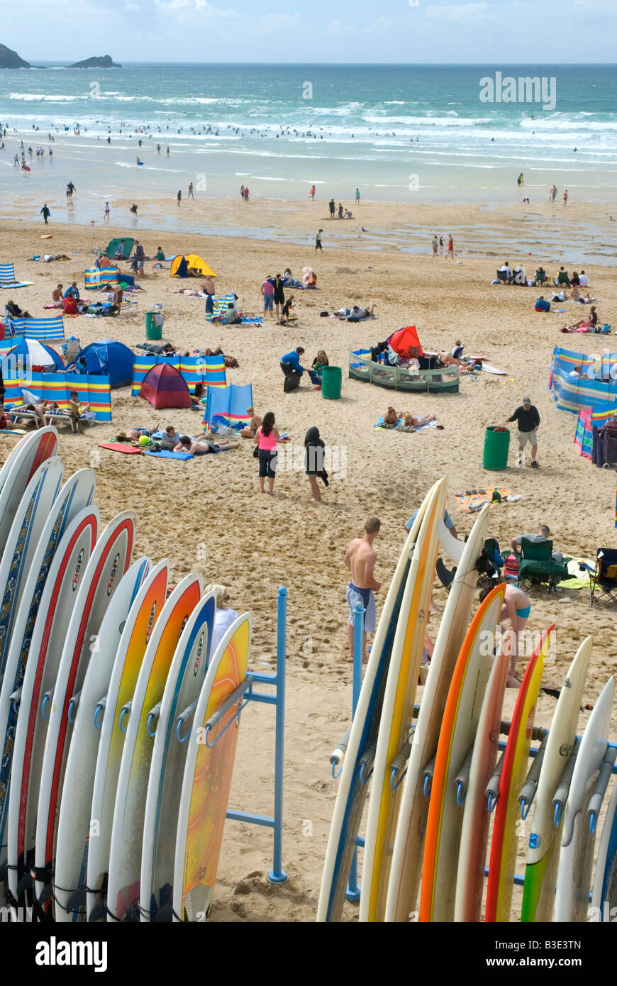 Surfboard surfing Fistral Beach Newquay Cornwall UK Stock Photo - Alamy