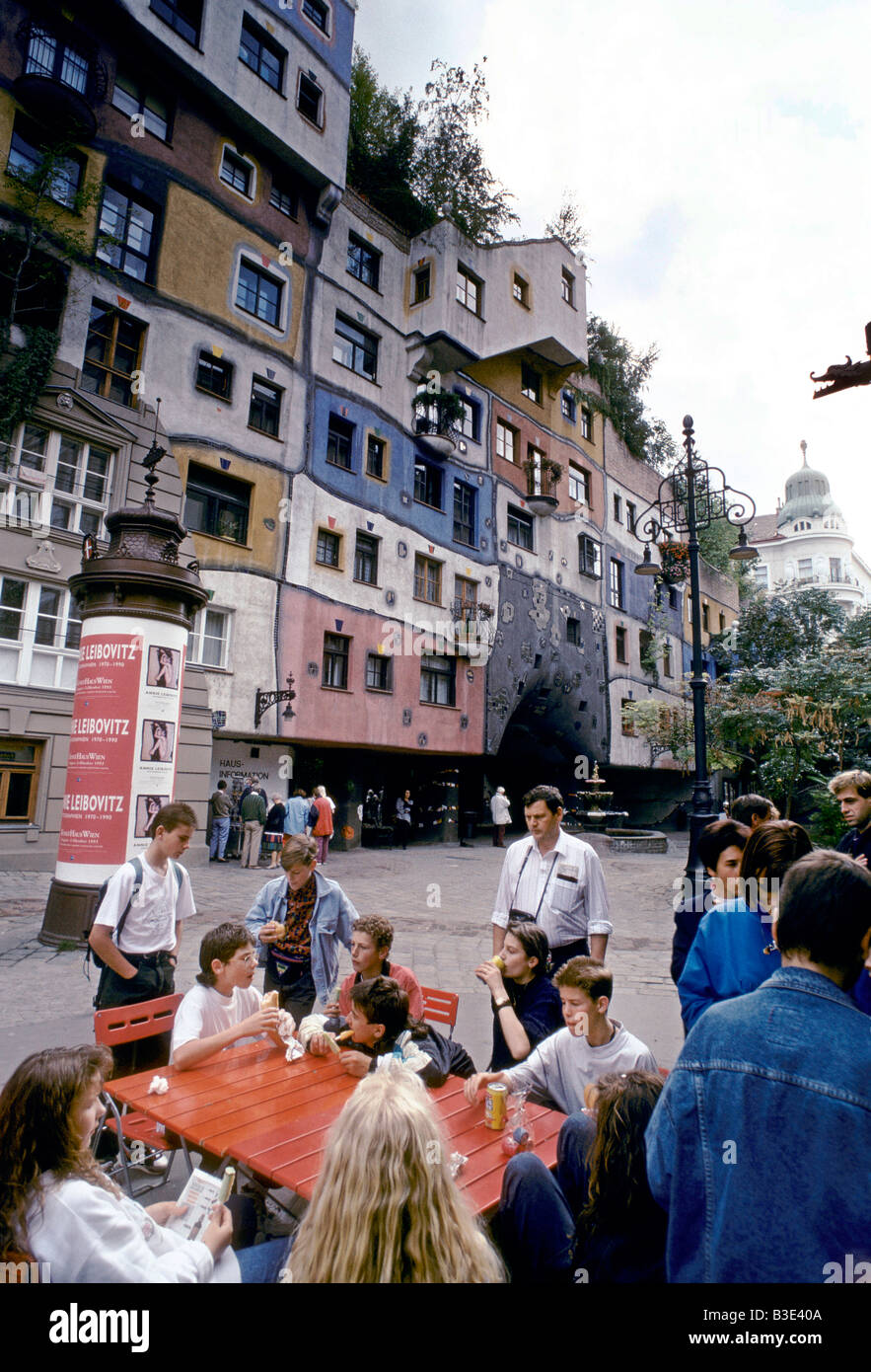 colourful buildings designed by hundertwasser, vienna Stock Photo - Alamy