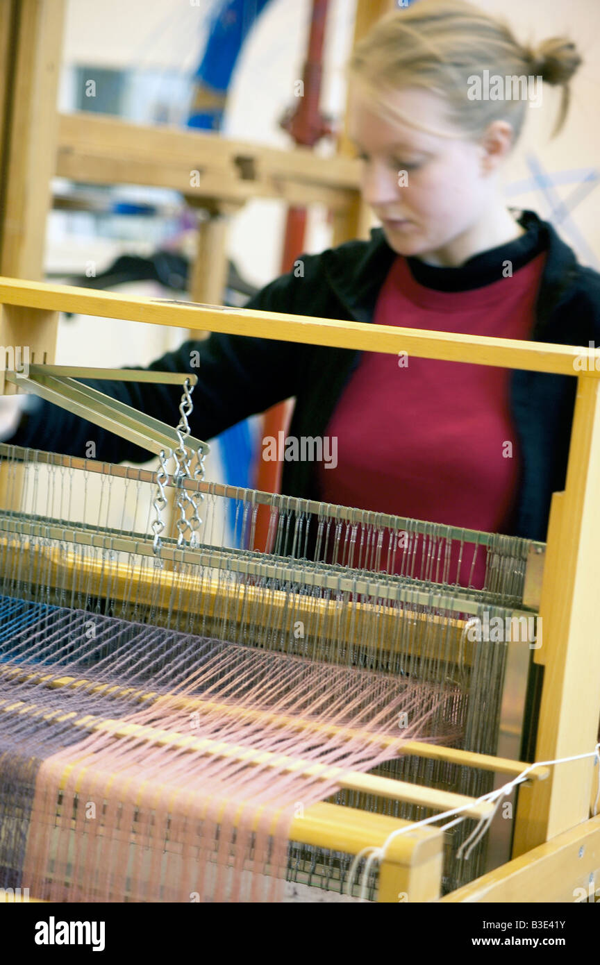 ART TEXTILE STUDENT AT THE LOOM Stock Photo - Alamy