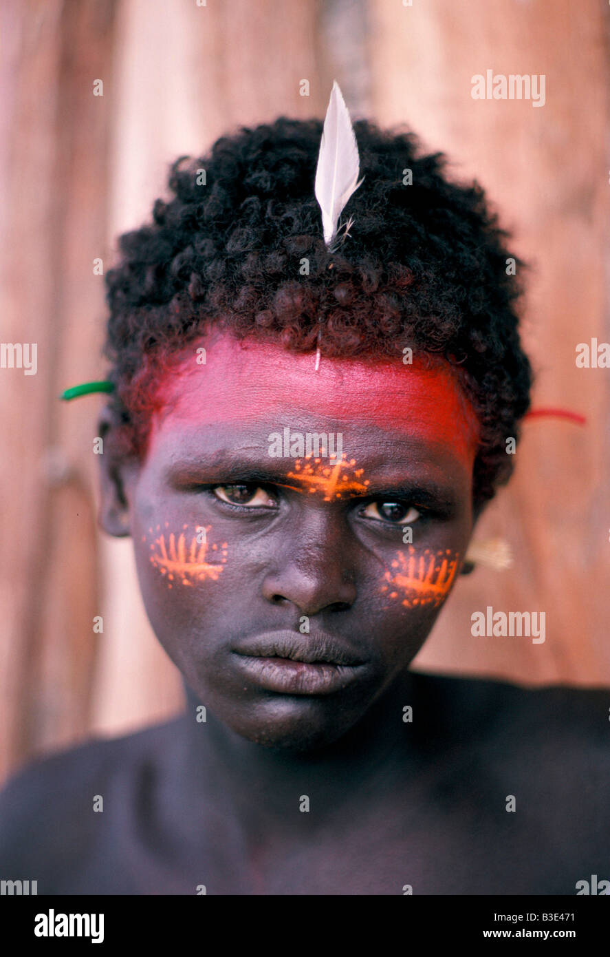 PORTRAIT OF SAMBURU MAN WITH TRADITIONAL MAKE UP, KENYA , AFRICA Stock ...