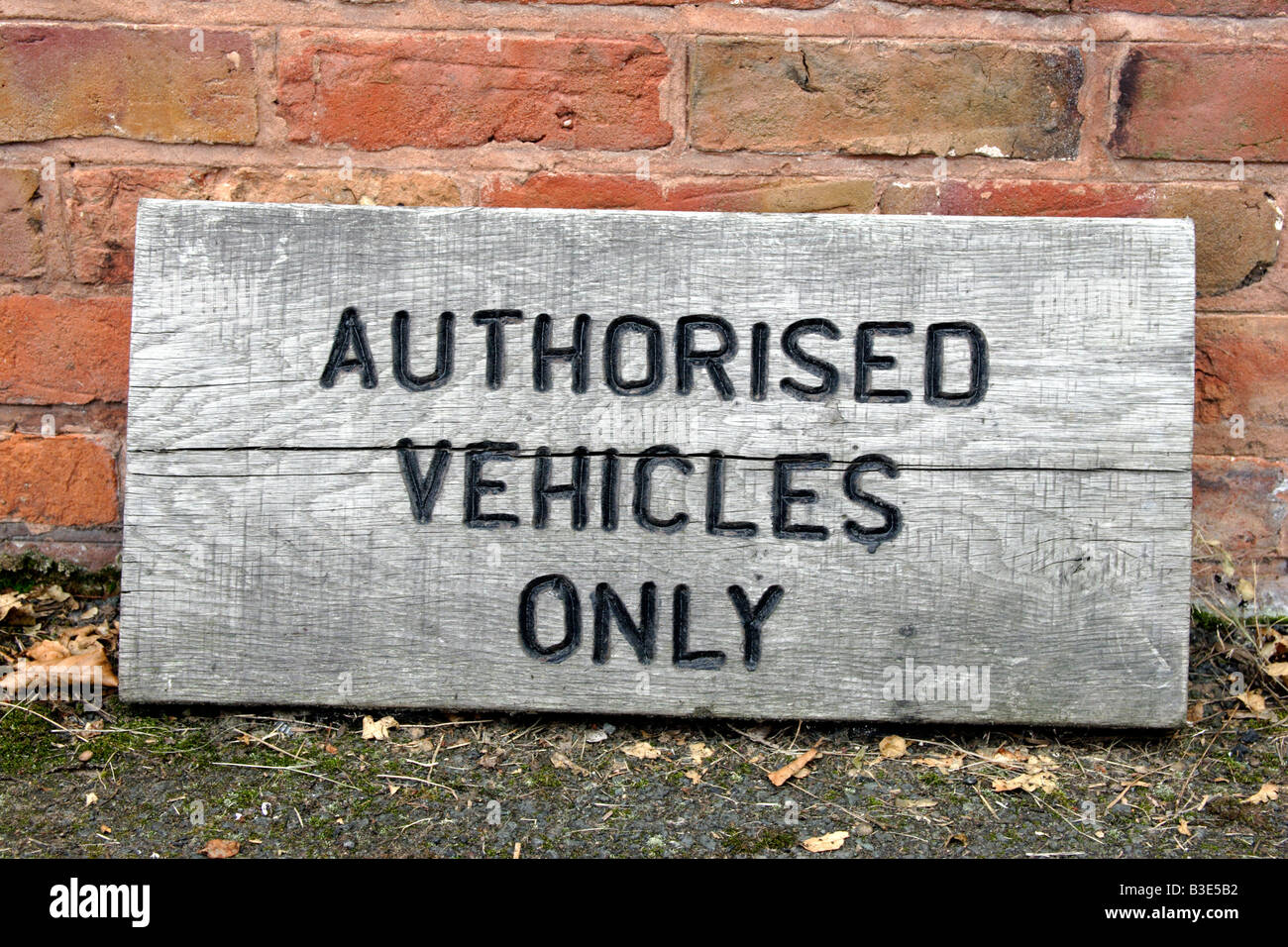 Wooden authorised vehicles only sign on driveway England UK Stock Photo ...